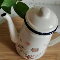 China Sample 7-10 Days Custom Color Logo Printing Carbon Steel Metal Handle Enamel Tea Pot Enamel Kettle for sale