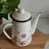 China Sample 7-10 Days Custom Color Logo Printing Carbon Steel Metal Handle Enamel Tea Pot Enamel Kettle for sale