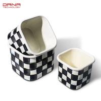 China Carbon Steel Eco Friendly Classic Black White Enamel Noodle Cup Supplied with Plastic Lid and Enamel Lid Combo for sale