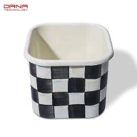 China Carbon Steel Eco Friendly Classic Black White Enamel Noodle Cup Supplied with Plastic Lid and Enamel Lid Combo for sale