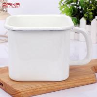 China Carbon Steel Eco Friendly Classic Black White Enamel Noodle Cup Supplied with Plastic Lid and Enamel Lid Combo for sale