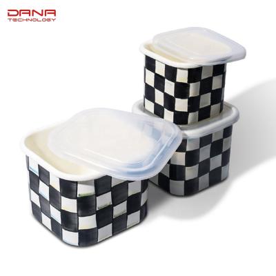 China Health Care Hygienic Enamel Square Mini Milk Noodle Mug Pot 1.45L 2.65L Cooking Tool for sale
