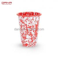 China Enamel Coating Double Coating 0.5mm Thickness Custom Logo Sublimation Metal Steel Camping Coffee Tea Tumbler Mugs Handle for sale