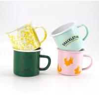 China Enamel Coating Double Coating 0.5mm Thickness 16oz Travel Mug with Handle Custom Logo Print Coffee Tea Cups Outdoor for sale