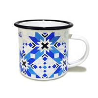 China Enamel Coating Double Coating 0.5mm Thickness 16oz Travel Mug with Handle Custom Logo Print Coffee Tea Cups Outdoor for sale