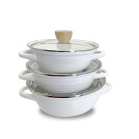 China Glass Lid Enamel Casserole Set Enamel Coating Single Pot 20cm Cooking Pot Hot Pot for sale