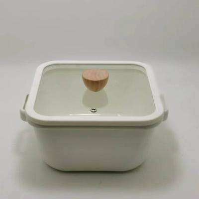 China Customized Color 3.3L Square Cooking Casserole Pot Two Ears Stew Kitchen Soup Hot Pot for sale