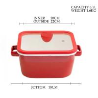 China Customized Color 3.3L Square Cooking Casserole Pot Two Ears Stew Kitchen Soup Hot Pot for sale