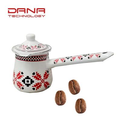 China 0.8mm Thickness Cast Iron Tea Pot Enamel Coating Double Coating Coffee Pot for sale