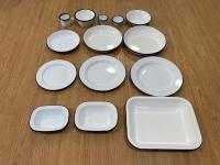 China High Temperature Logo Printing Enamel Tableware Sets European Type EU FDA Certified for sale