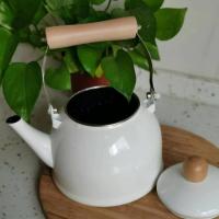 China Customized Color 12L Enamel Kettle Teapot Constructed Using Carbon Steel Iron Type Along with Wooden Handle for sale