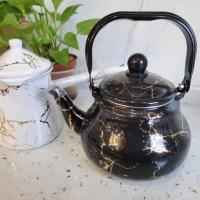 China Handmade Marble Coated Enamel Kettle High Temperature Logo Printing 15 Liter Capacity for sale