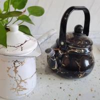 China Handmade Marble Coated Enamel Kettle High Temperature Logo Printing 15 Liter Capacity for sale