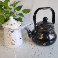 China Handmade Marble Coated Enamel Kettle High Temperature Logo Printing 15 Liter Capacity for sale