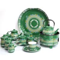 China Enamel Dinnerware Set with Plate Mug Sugar Pot High Temperature Logo Printing for sale