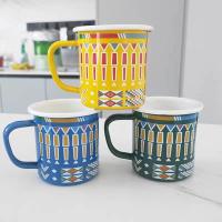 China Enamel Dinnerware Set with Plate Mug Sugar Pot High Temperature Logo Printing for sale