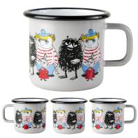 China Enamel Coating Double Coating Nordic Style Thickened Metal Steel Mug Custom Cartoon Pattern Christmas Gift Mug 8x8cm for sale