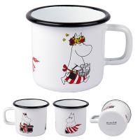 China Enamel Coating Double Coating Nordic Style Thickened Metal Steel Mug Custom Cartoon Pattern Christmas Gift Mug 8x8cm for sale