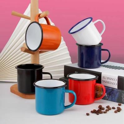 China 304 Stainless Steel Rolled Edge Rim Colorful Enamel Coffee Tea Mug Stylish Design Suitable for Indoor Outdoor Activities for sale