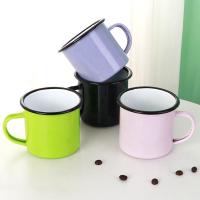 China 304 Stainless Steel Rolled Edge Rim Colorful Enamel Coffee Tea Mug Stylish Design Suitable for Indoor Outdoor Activities for sale