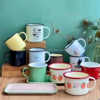China 304 Stainless Steel Rolled Edge Rim Colorful Enamel Coffee Tea Mug Stylish Design Suitable for Indoor Outdoor Activities for sale