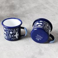 China Classical Style 0.5mm Thickness 350L Vintage Enamel Mug Camp Fire Outgoing Camping Enamel Coffee Tea Mugs Rolled Edge for sale