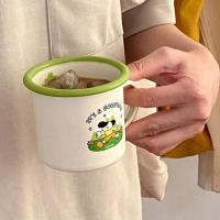China Classical Style 0.5mm Thickness 350L Vintage Enamel Mug Camp Fire Outgoing Camping Enamel Coffee Tea Mugs Rolled Edge for sale