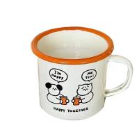 China Classical Style 0.5mm Thickness 350L Vintage Enamel Mug Camp Fire Outgoing Camping Enamel Coffee Tea Mugs Rolled Edge for sale