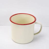 China Classical Style 0.5mm Thickness 350L Vintage Enamel Mug Camp Fire Outgoing Camping Enamel Coffee Tea Mugs Rolled Edge for sale