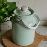 China Sustainable Enamel Milk Can 2.9L 4.2L 6L Milk Bucket Metal Ice Bucket for sale