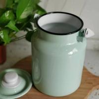 China Sustainable Enamel Milk Can 2.9L 4.2L 6L Milk Bucket Metal Ice Bucket for sale