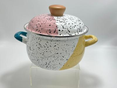 China Enamel Coating Porcelain Marble Coating Kitchen Set Enamelware Cookware Casserole Pot for sale