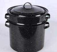 China Custom Logo Black Enamel Cook Pot Multi Purpose Two Ear Kitchenware For Big Chief for sale