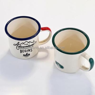 China Carbon Steel 350ml Customized Printed Metal Steel Enamel Camping Mug Sublimation Enamel Coffee Tea Drinkware Collection for sale