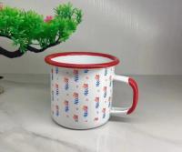 China Carbon Steel 350ml Customized Printed Metal Steel Enamel Camping Mug Sublimation Enamel Coffee Tea Drinkware Collection for sale