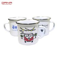 China Handmade Steel Rim 11oz 350ml Traveling Enamel Carbon Steel Coffee Mug for sale