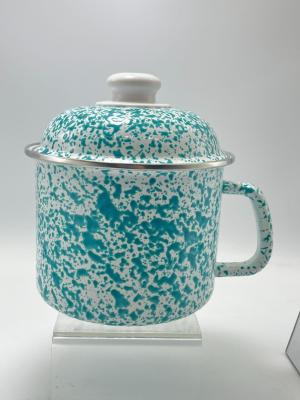 China C Shape Handle Multi Capacity Enamel Noodle Pot Round Milk Cup with Enamel PE Cover Diameter Options 6cm to 15cm for sale
