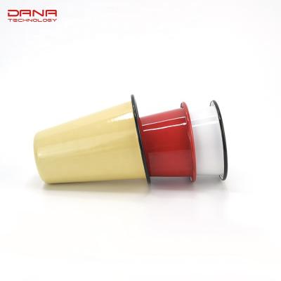 China Daily Multi Capacity Enamel Metal Conical Cups with Rolled Edge Rim 304 Stainless Steel Mugs and Personalized Decal for sale