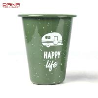 China Daily Multi Capacity Enamel Metal Conical Cups with Rolled Edge Rim 304 Stainless Steel Mugs and Personalized Decal for sale