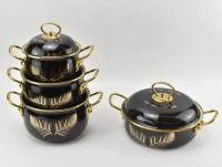 China Eco-Friendly 5PCS Enamel Cookware Cooking Pot Set Cast Iron Enamel Casserole Customized Logo Acceptable for sale