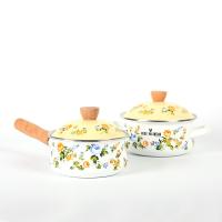 China Customized Logo Enamel Nonstick Soup Pot Multi Size 14 16 18 20 22cm Retro Milk Pot for sale