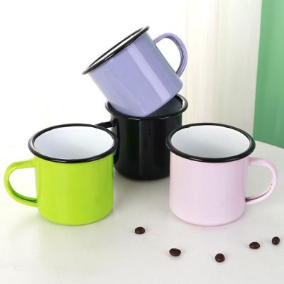 China Carbon Steel Handmade 12oz Sublimation Blank White Enamel Cup Camping Mug Coffee Milk Mugs Cups Christmas Gift Choice for sale