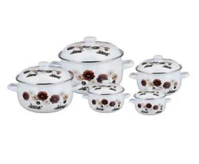 China Enamel Porcelain 5PCS Turkey Pot Casserole Set Customized Logo Sizes 18 To 26cm for sale