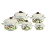 China Enamel Porcelain 5PCS Turkey Pot Casserole Set Customized Logo Sizes 18 To 26cm for sale