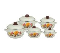 China Enamel Porcelain 5PCS Turkey Pot Casserole Set Customized Logo Sizes 18 To 26cm for sale