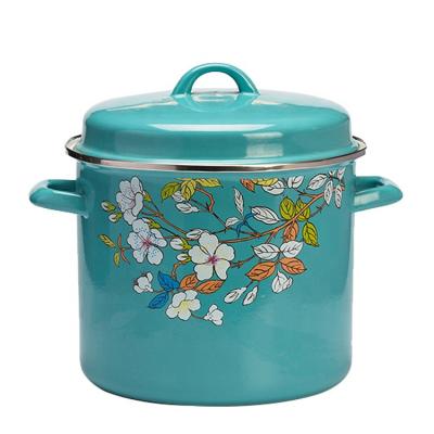 China Eco Friendly Decal Casserole Pot Sets Steaming Cooking Enamel Pot Sets for sale