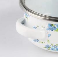 China Mini Kitchen Enamel Casserole Set 3PCS Green Enamel Casserole Pots Cookware Set for sale