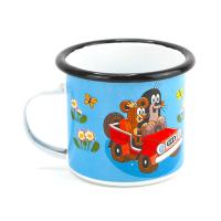 China 350ml Enamel Coating Double Coating Rolled Rim Coffee Mugs Custom Decal Christmas Gift Milk Mugs Suitable for Camping for sale