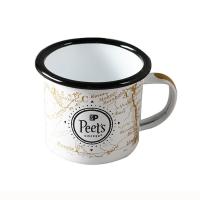China 350ml Enamel Coating Double Coating Rolled Rim Coffee Mugs Custom Decal Christmas Gift Milk Mugs Suitable for Camping for sale