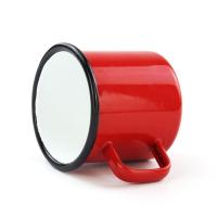 China 350ml Enamel Coating Double Coating Rolled Rim Coffee Mugs Custom Decal Christmas Gift Milk Mugs Suitable for Camping for sale
